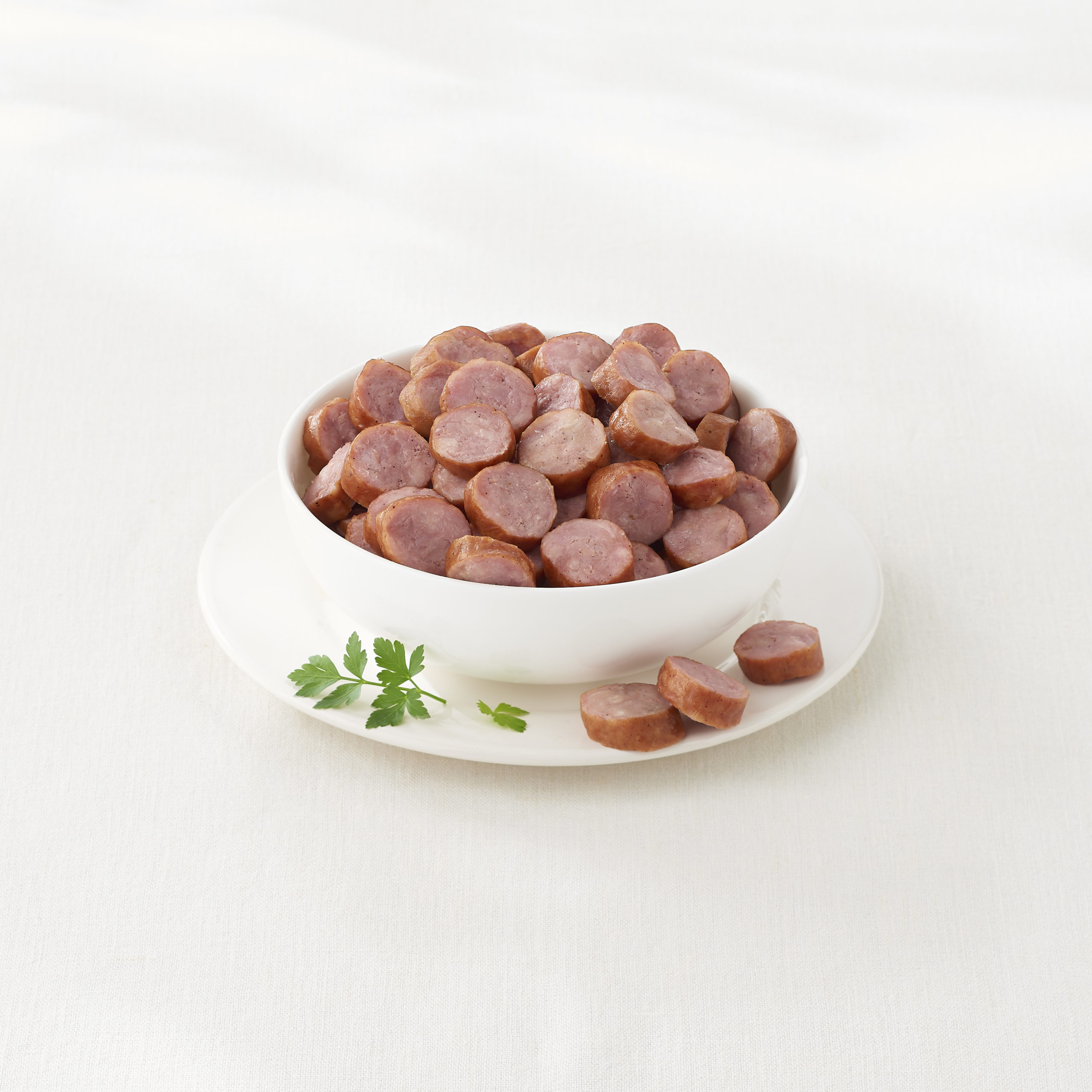 Saucisse pur porc FR fumée cuite tranchée 10mm - Espri Restauration